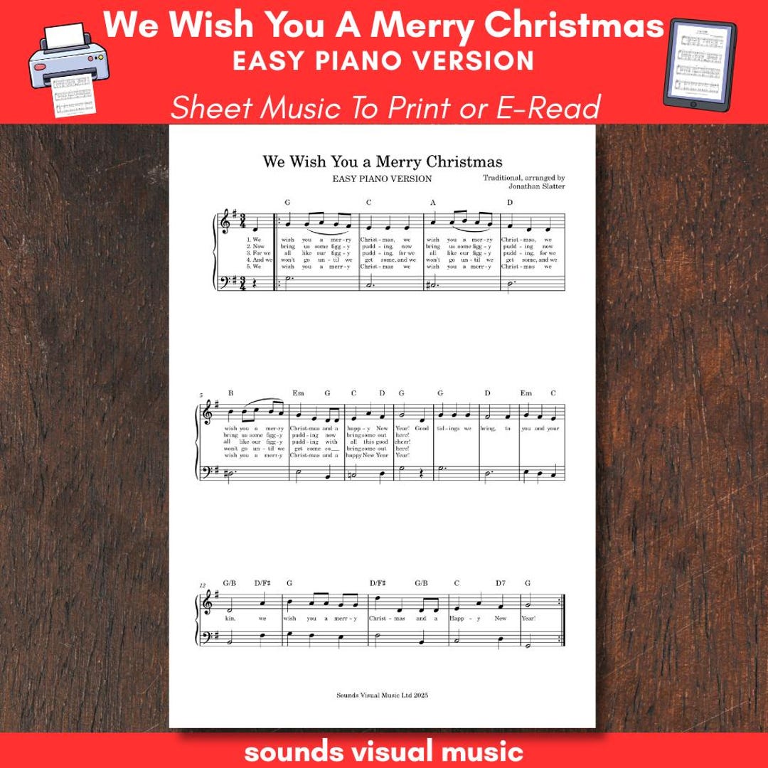We Wish You A Merry Christmas Piano Sheet Music (digital Download) - Etsy