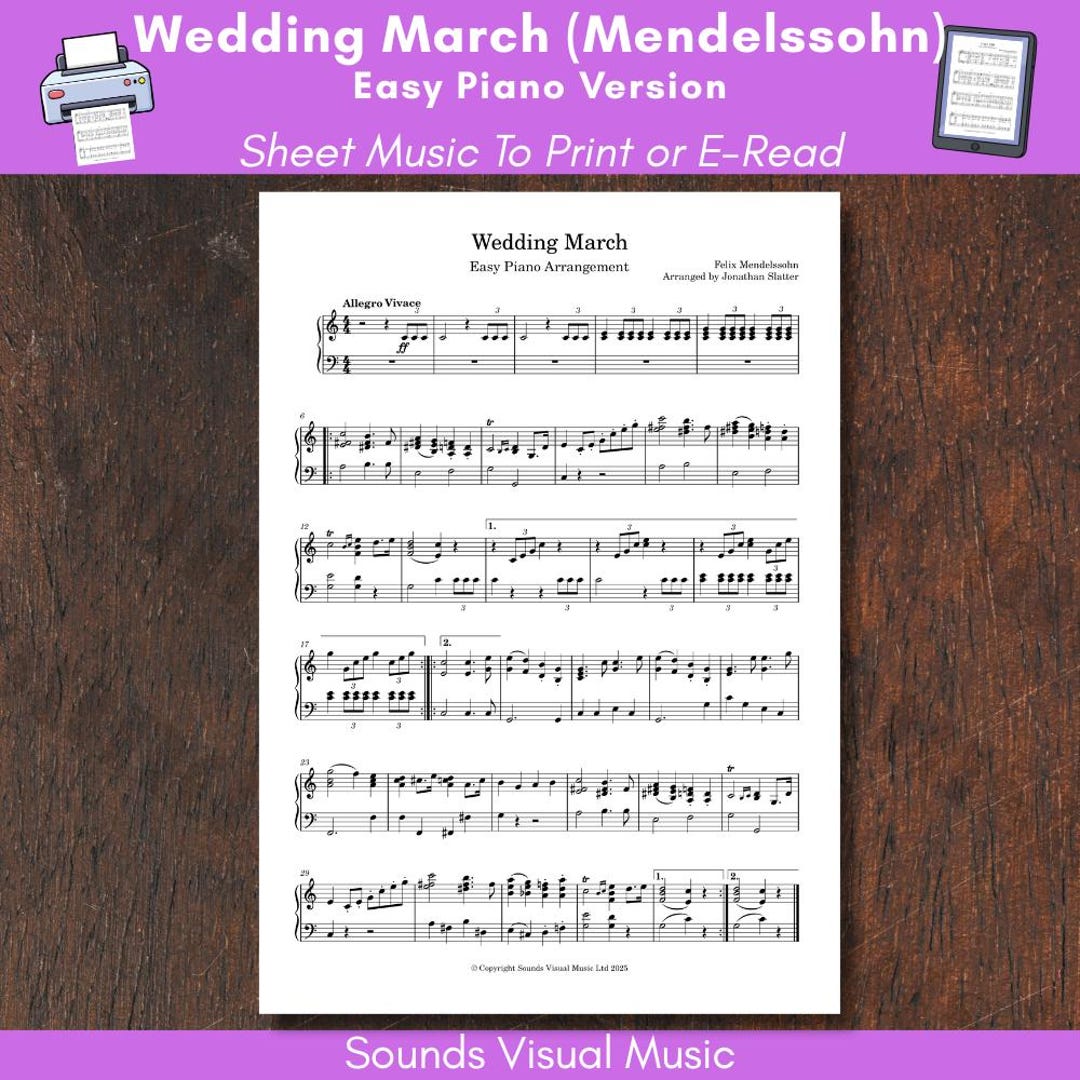 Wedding March (mendelssohn) – Easy Piano Sheet Music for Beginners ...