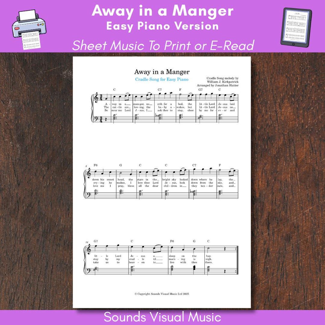 Away in a Manger – Easy Piano Sheet Music for Beginners | Christmas ...