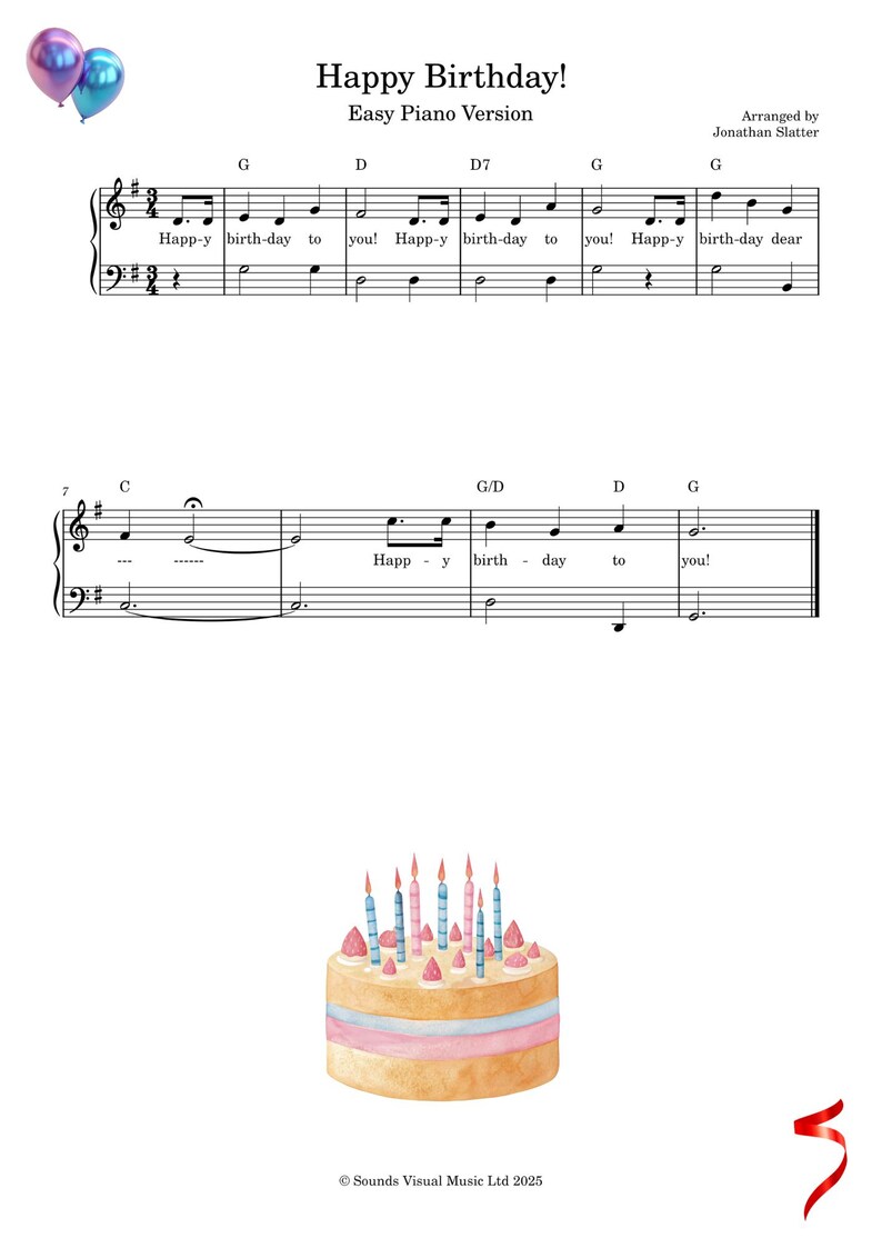 Happy Birthday | Easy Piano Sheet Music for Beginners | Christmas Carol ...