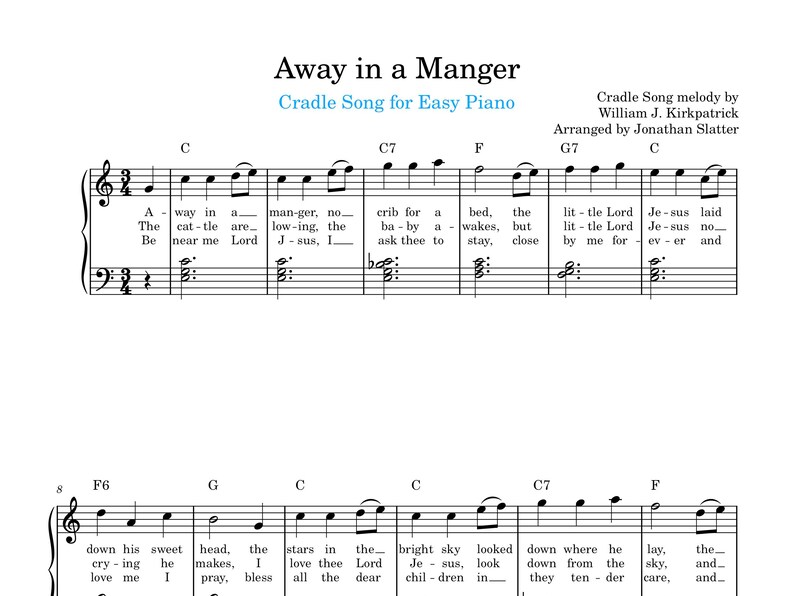 Away in a Manger – Easy Piano Sheet Music for Beginners | Christmas ...