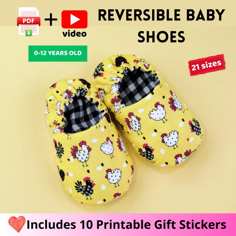 Reversible Baby Shoes Sewing Pattern: Reversible Slippers, Video ...