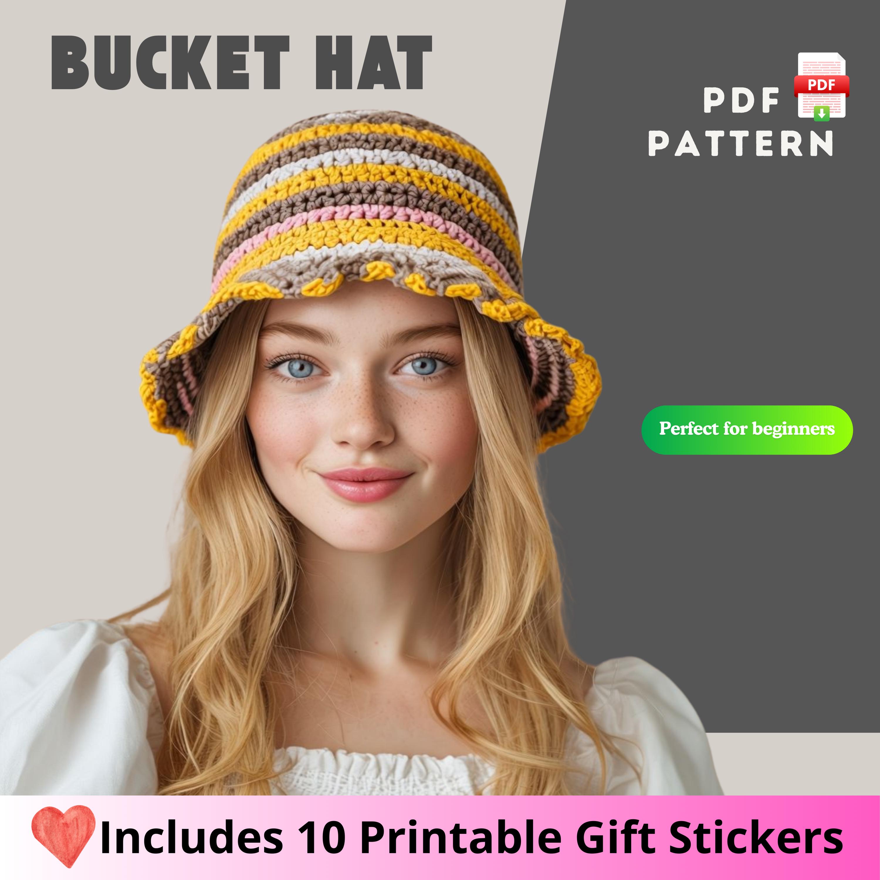 Striped Bucket Hat Knitting Pattern - Summer Brim Hat for Intermediate Knitters | DIY Craft ...