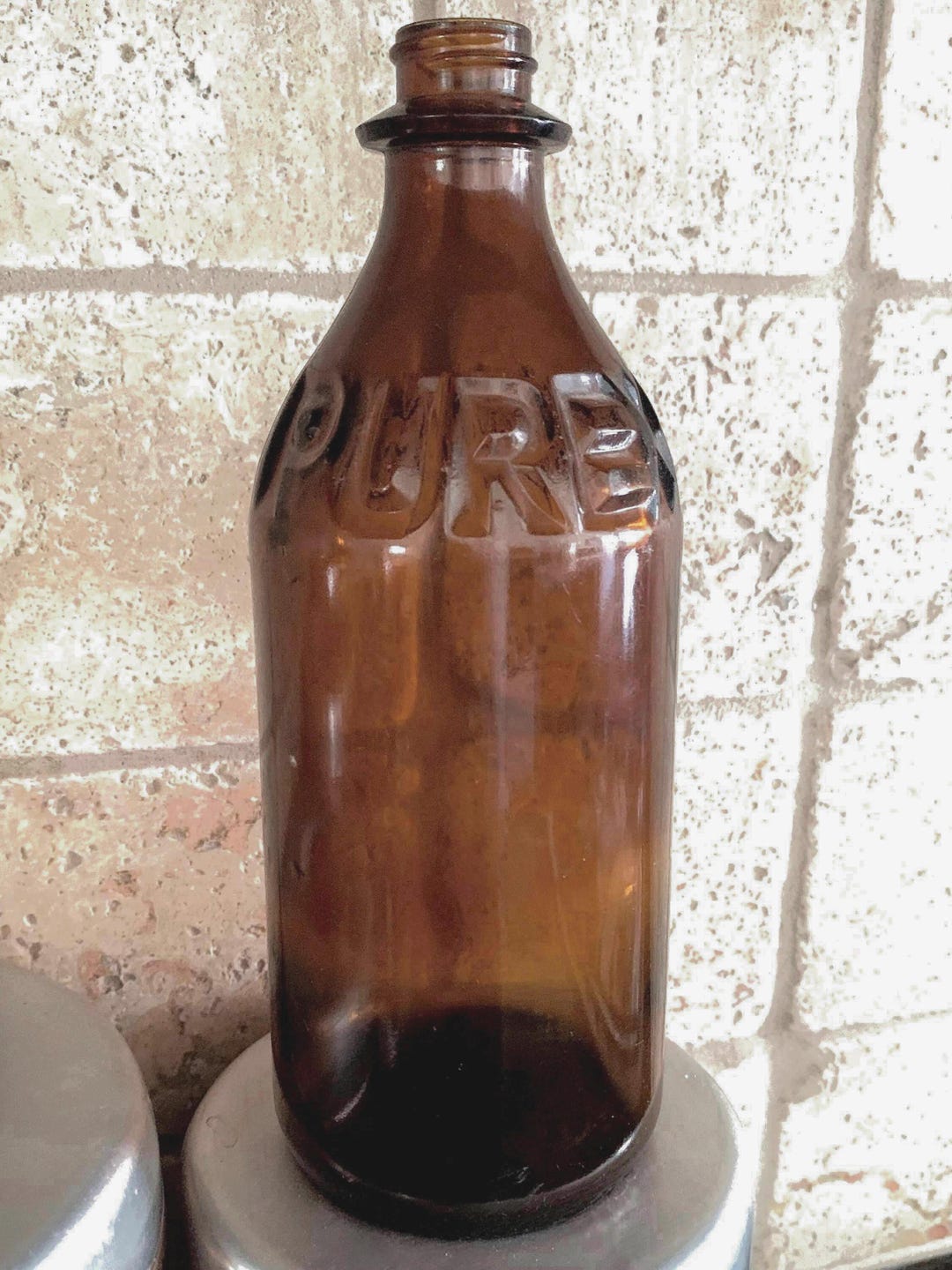 Vintage Amber Purex Glass Bottle 20oz - Etsy