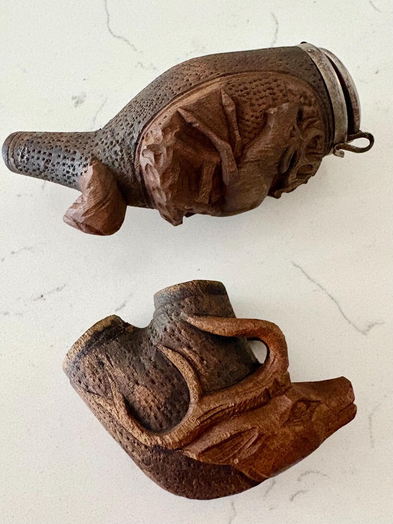Hand-carved Tobacco Pipe With Stag Head and Flip Top - Etsy