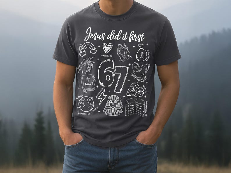 Jesus 67 Comfort Colors T, Vintage Christian Faith Graphic Tee Unisex ...