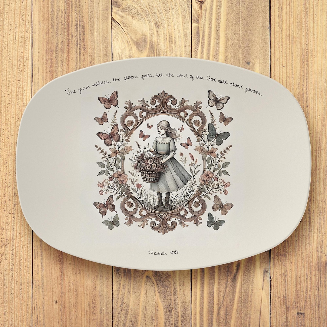 Bible Verse Serving Platter Isaiah 40:8 Christian Gift Vintage Dinner ...