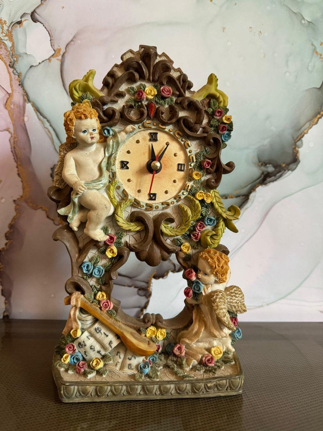 Vintage Ornate Cherubs Clock With Floral Details - Etsy