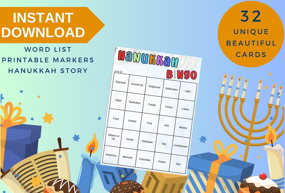 Hanukkah Bingo Game PDF for Print and Use : - Etsy