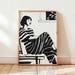 Minimalist Black and White Woman Print, Modern Striped Art, Serene ...