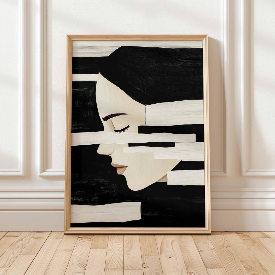 Abstract Woman Profile Print: Minimalist Neutral Wall Art (digital ...