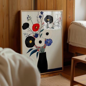 Bold Modern Floral Bouquet, Colorful Still Life Art, Contemporary ...