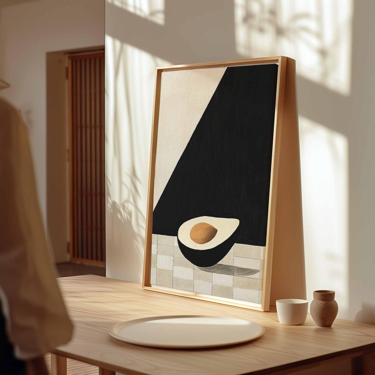 Minimalist Avocado Print: Modern Kitchen Still Life Neutral Wall Art ...