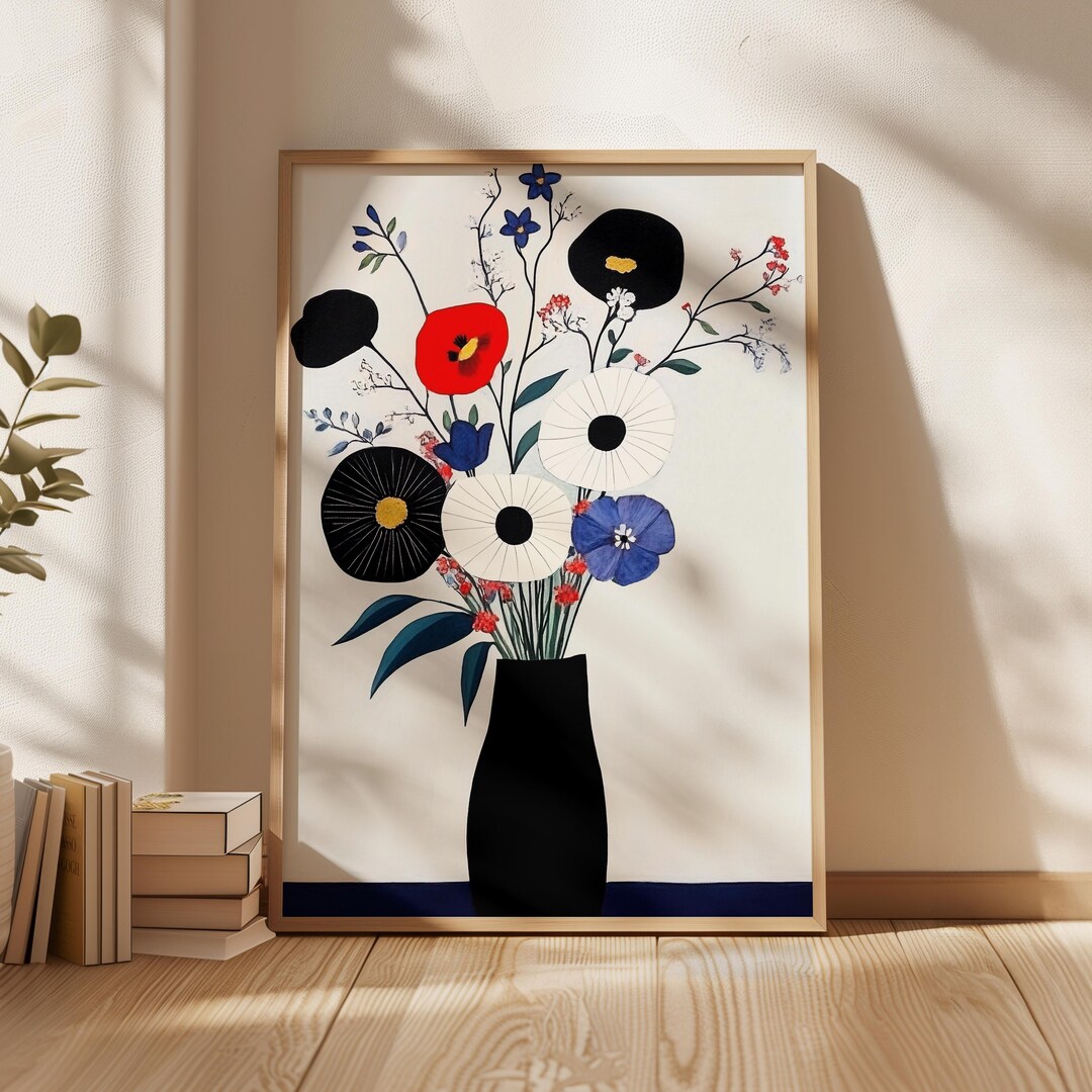 Bold Modern Floral Bouquet, Colorful Still Life Art, Contemporary ...