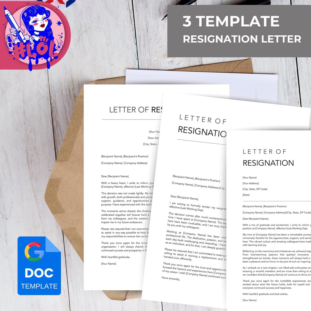 Professional Resignation Letter Template 3 Resignation Letters google ...
