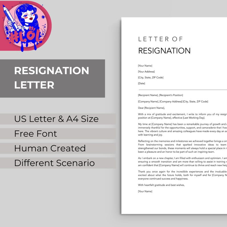Professional Resignation Letter Template 3 Resignation Letters google ...