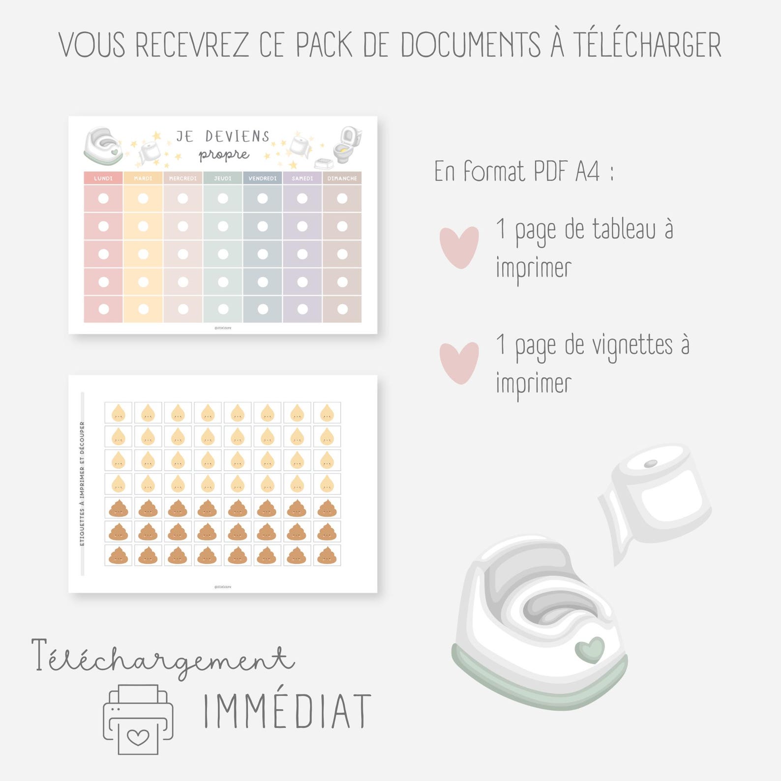 Tableau propreté, Tableau pot, toilettes, Apprentissage propreté ...