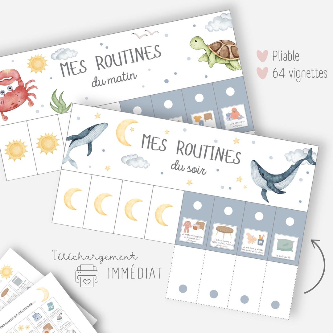 Children's Routine, Morning and Evening Routine Chart, Routine Support ...