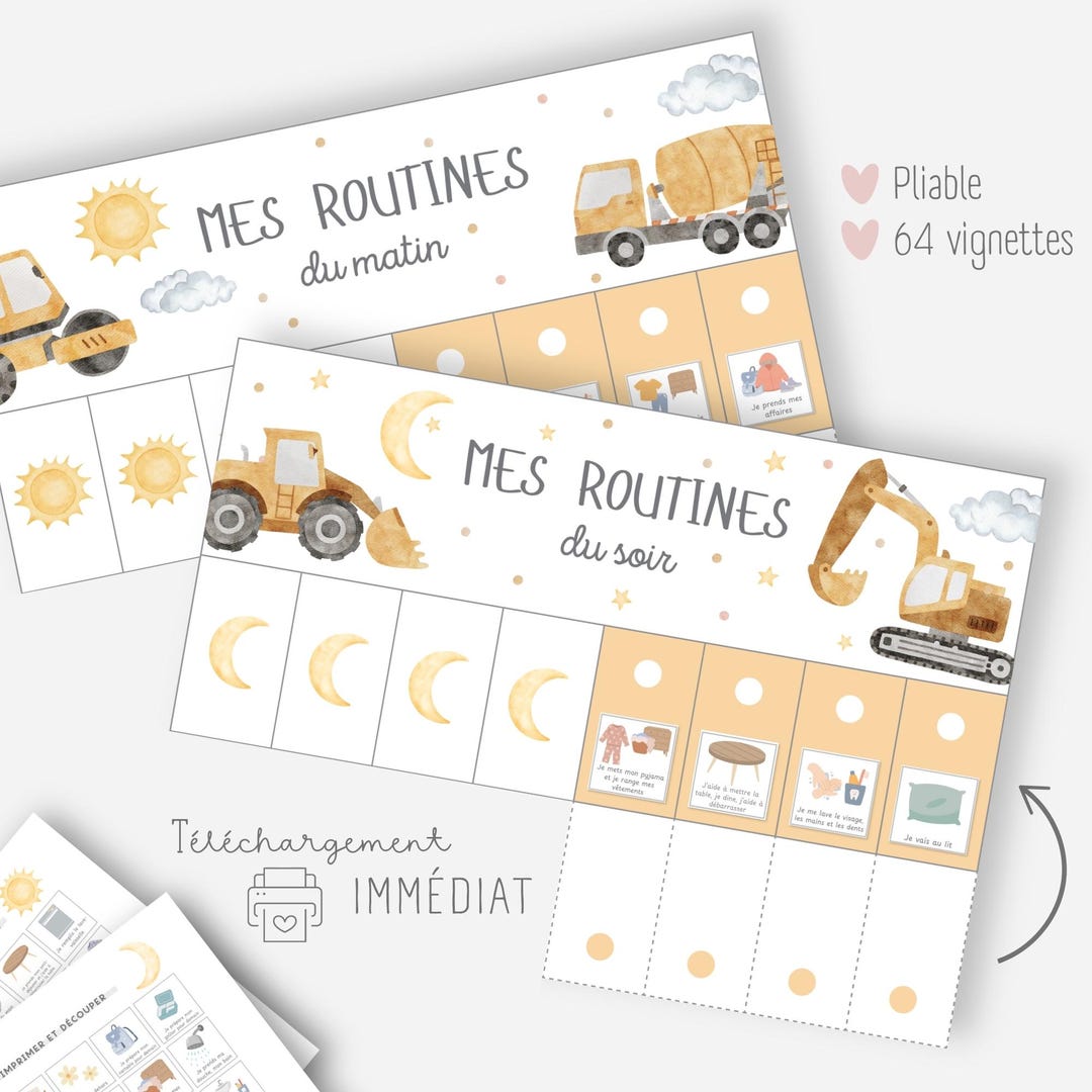 Morning and Evening Routine Chart, Children's Routine, Routine Support ...