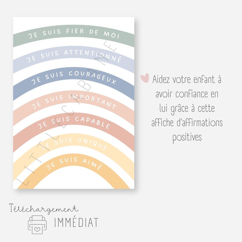 Children's Room Poster, Rainbow Poster With Positive Affirmations ...
