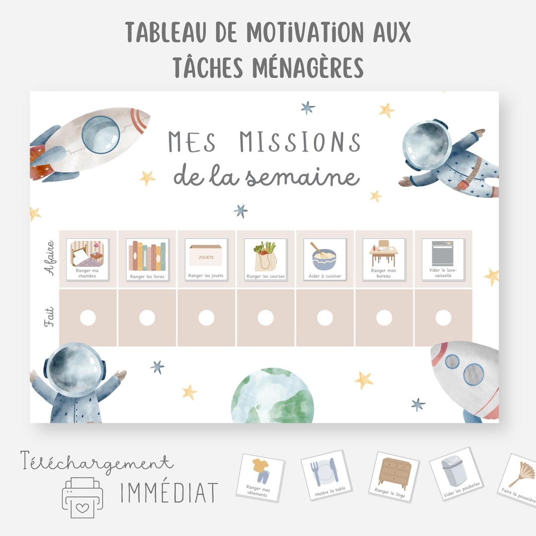 Household Chores Chart for Children, Household Motivation Chart ...