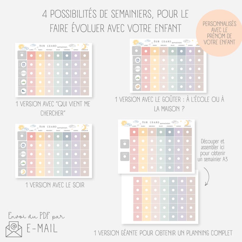 Large Personalized Children's Weekly Planner, Weekly Planner With ...