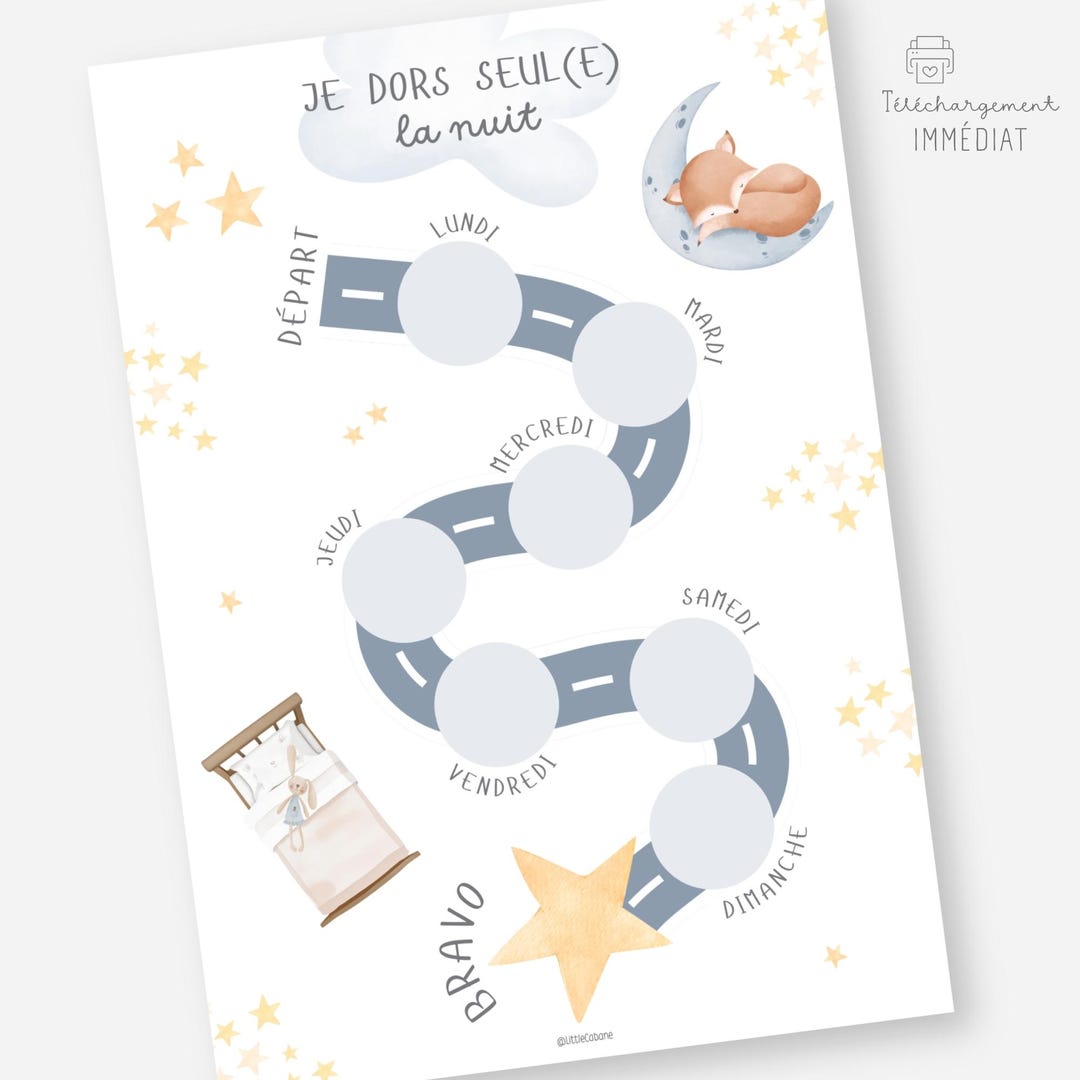 Je dors seul dans mon lit, Tableau dormir seul la nuit, Affiche réussite dodo, Je fais dodo dans ...