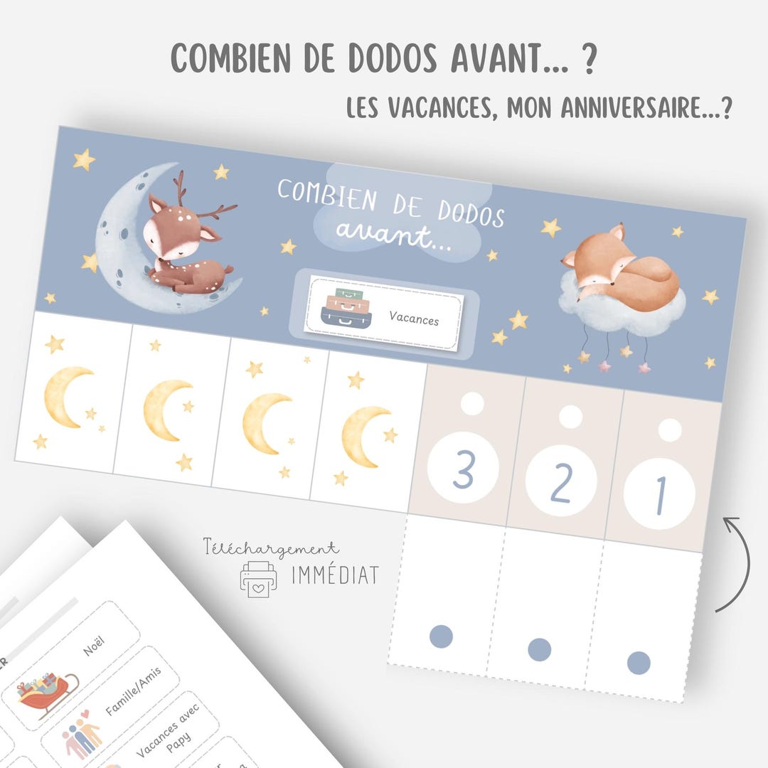 Day Countdown Chart, How Many Sleeps, Sleep Countdown Chart, Countdown ...