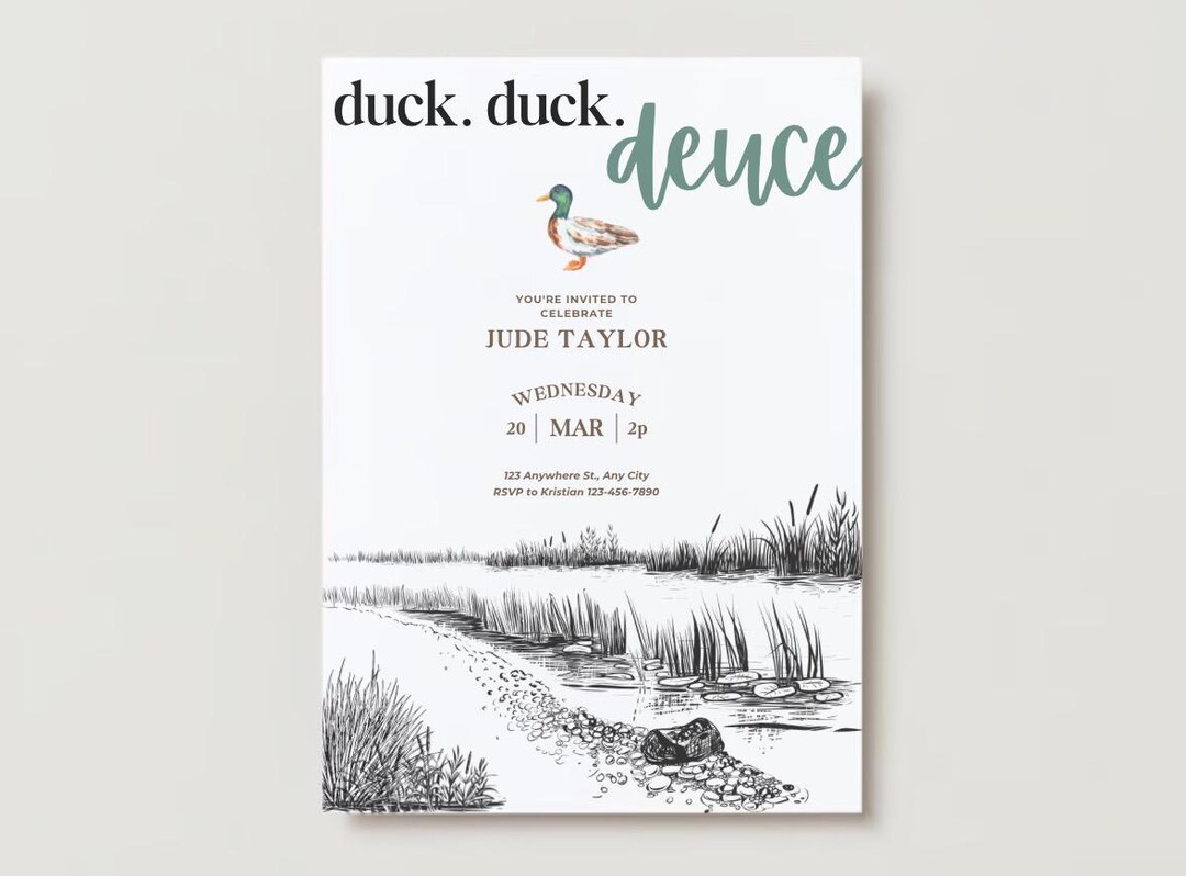 Duck 2nd Birthday Invitation Template: Customizable Canva Design ...