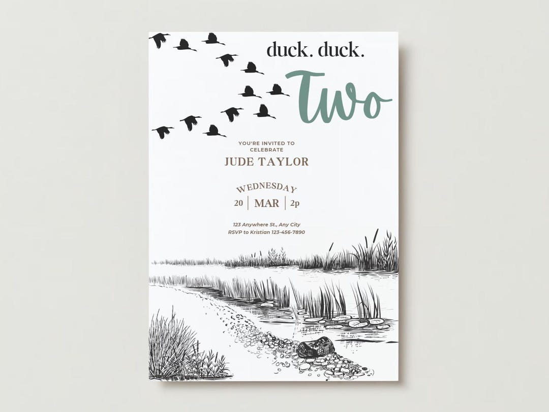 Duck 2nd Birthday Invitation Template: Customizable Canva Design ...