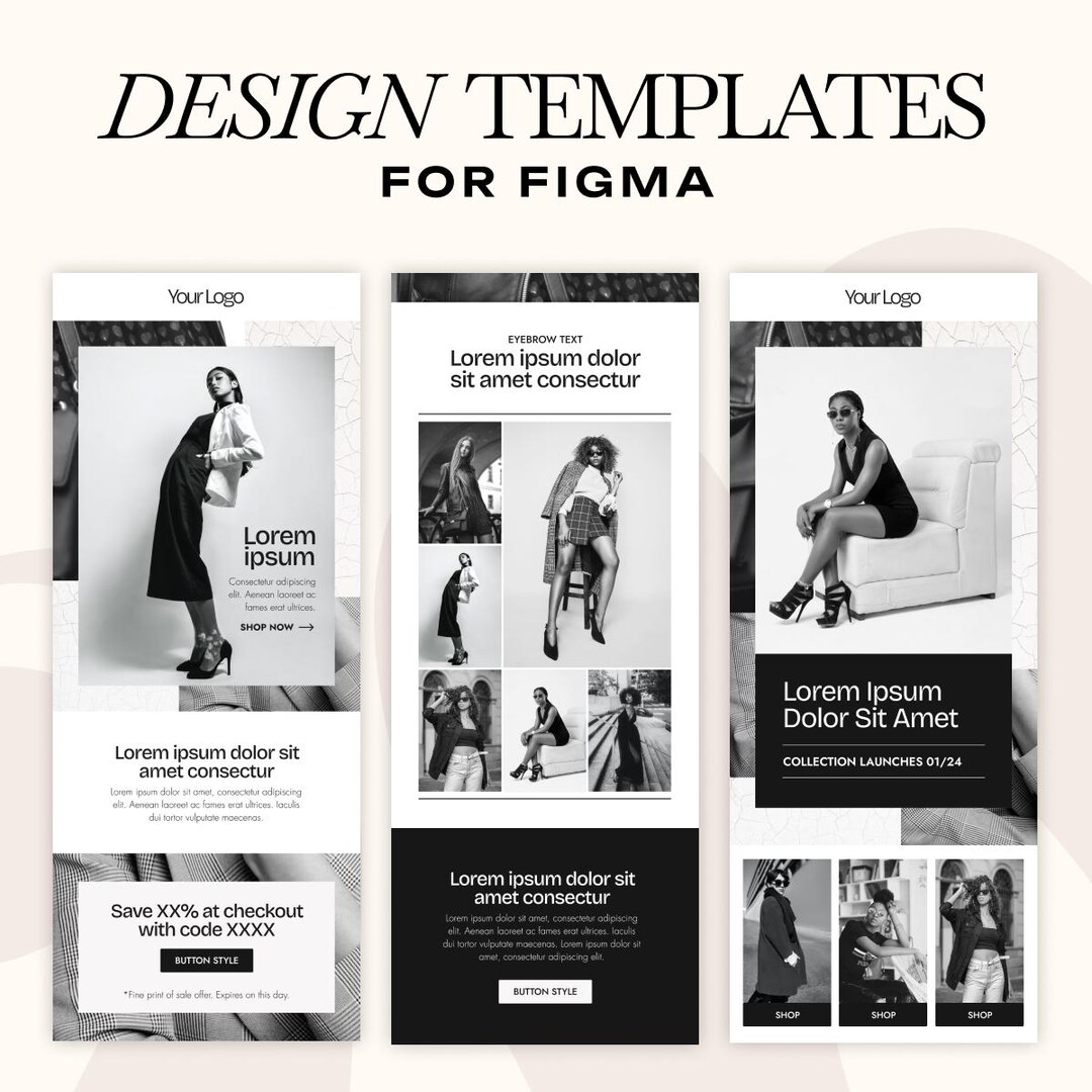 Figma Email Design Templates - Modern Fashionista, Boutique Email ...