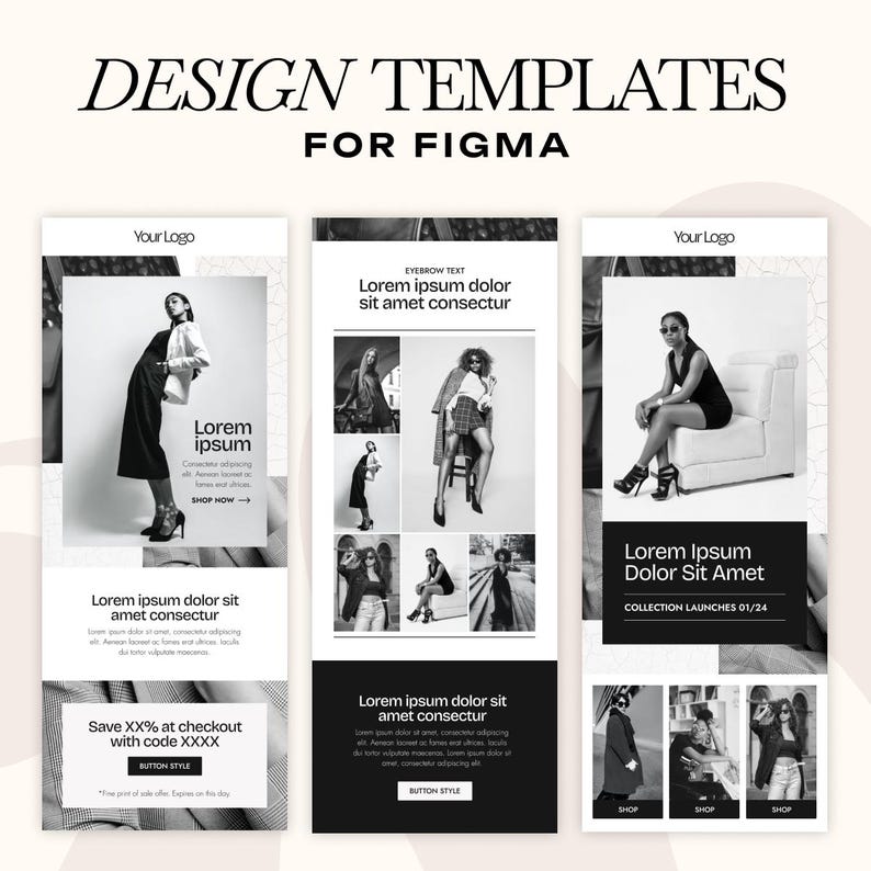 Figma Email Design Templates - Modern Fashionista, Boutique Email ...