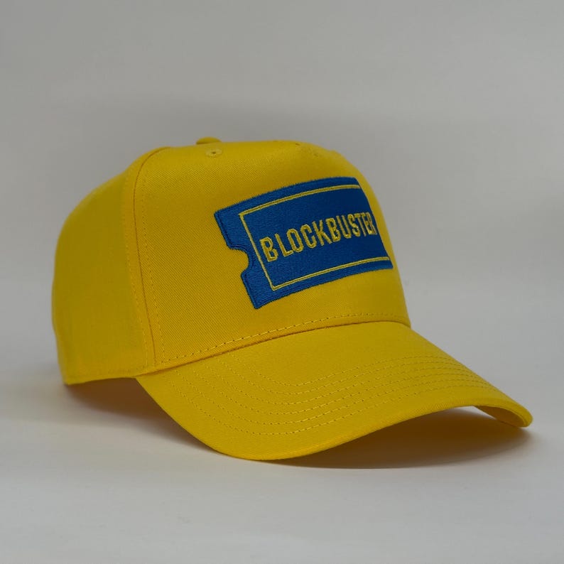 Blockbuster Retro Snapback Hat – Yellow & Blue Embroidered Cap - Etsy