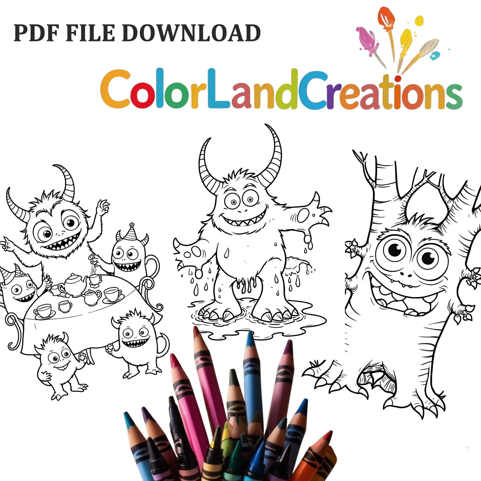 Monster Mania Coloring Book for Kids - 15 Printable Pages of Funny ...