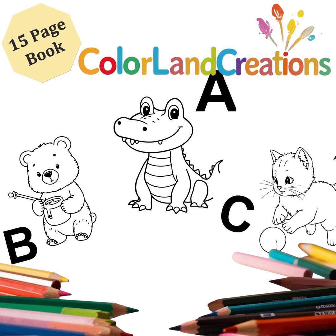 ABC Cute Animals Coloring Book for Kids - 15 Printable Pages of ...