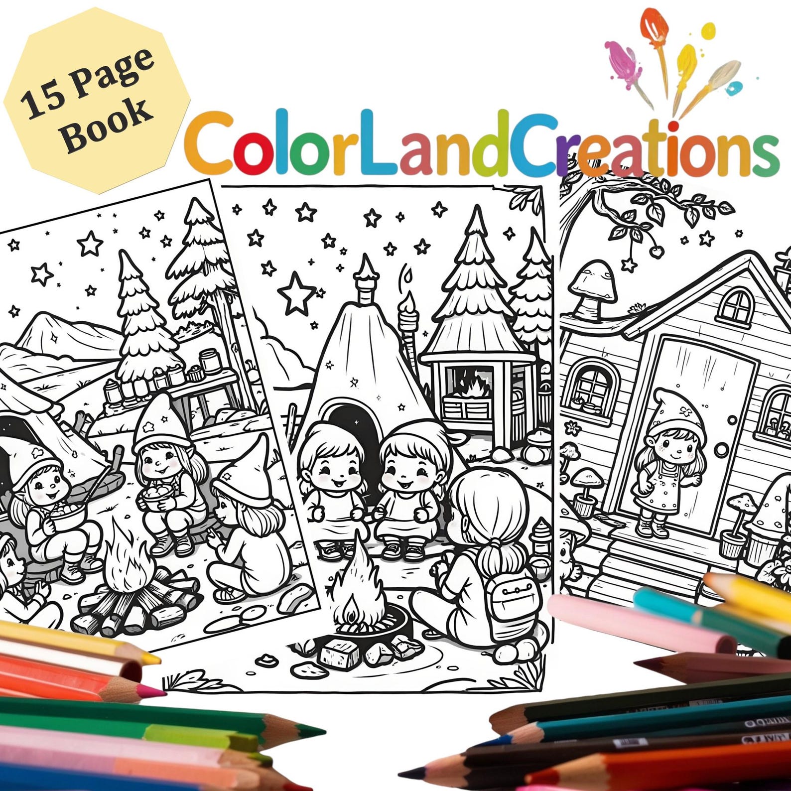 Gnome Girl Adventures Coloring Book for Kids - 15 Printable Pages of ...