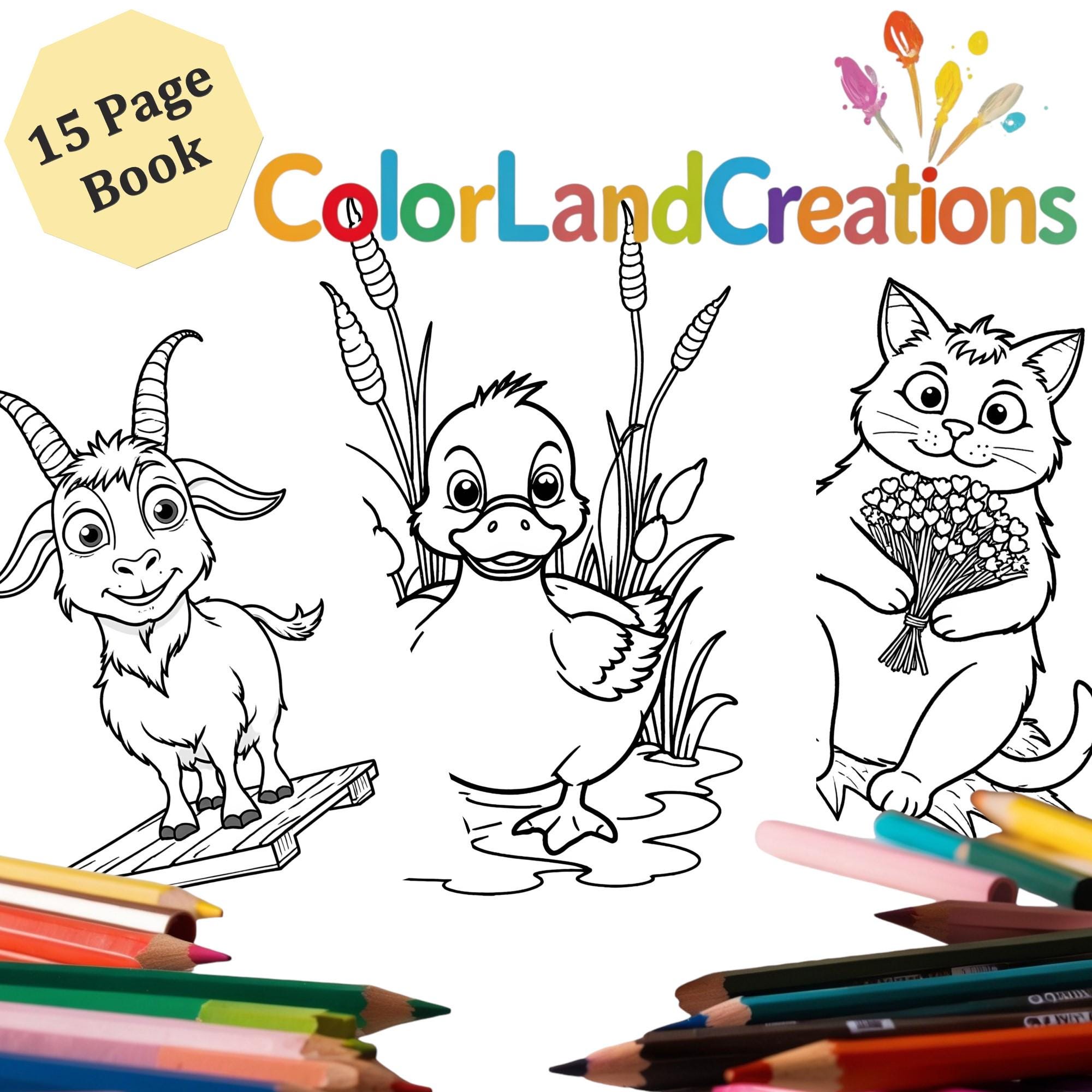 Cute and Cozy Farm Animals Coloring Book for Kids 15 Printable Pages of ...