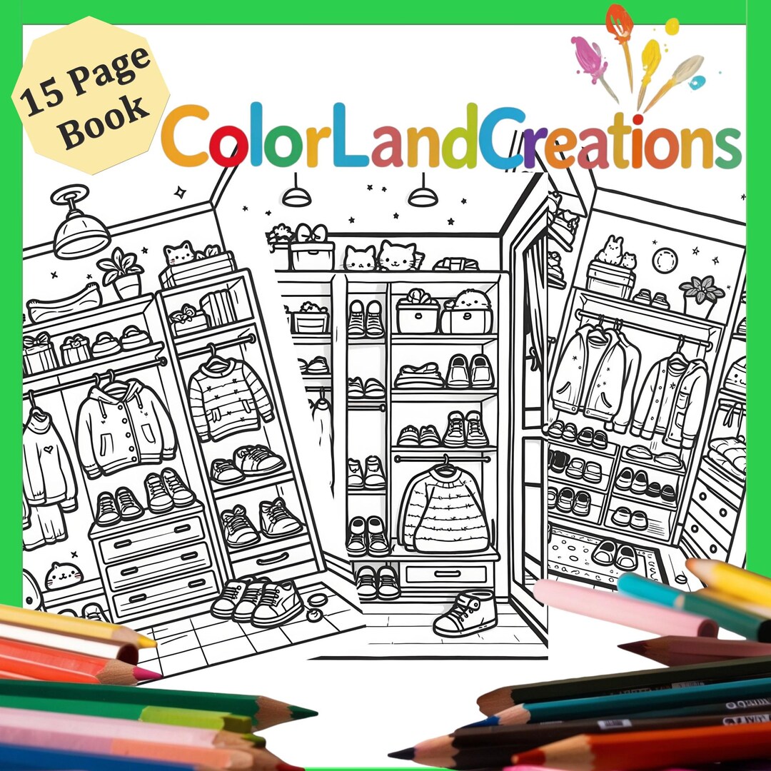 Cute Wardrobe Coloring Book for Kids - 15 Printable Pages of Clothes ...