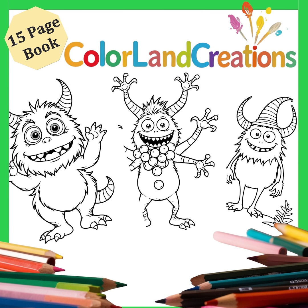 Monster Mania Coloring Book for Kids - 15 Printable Pages of Funny ...