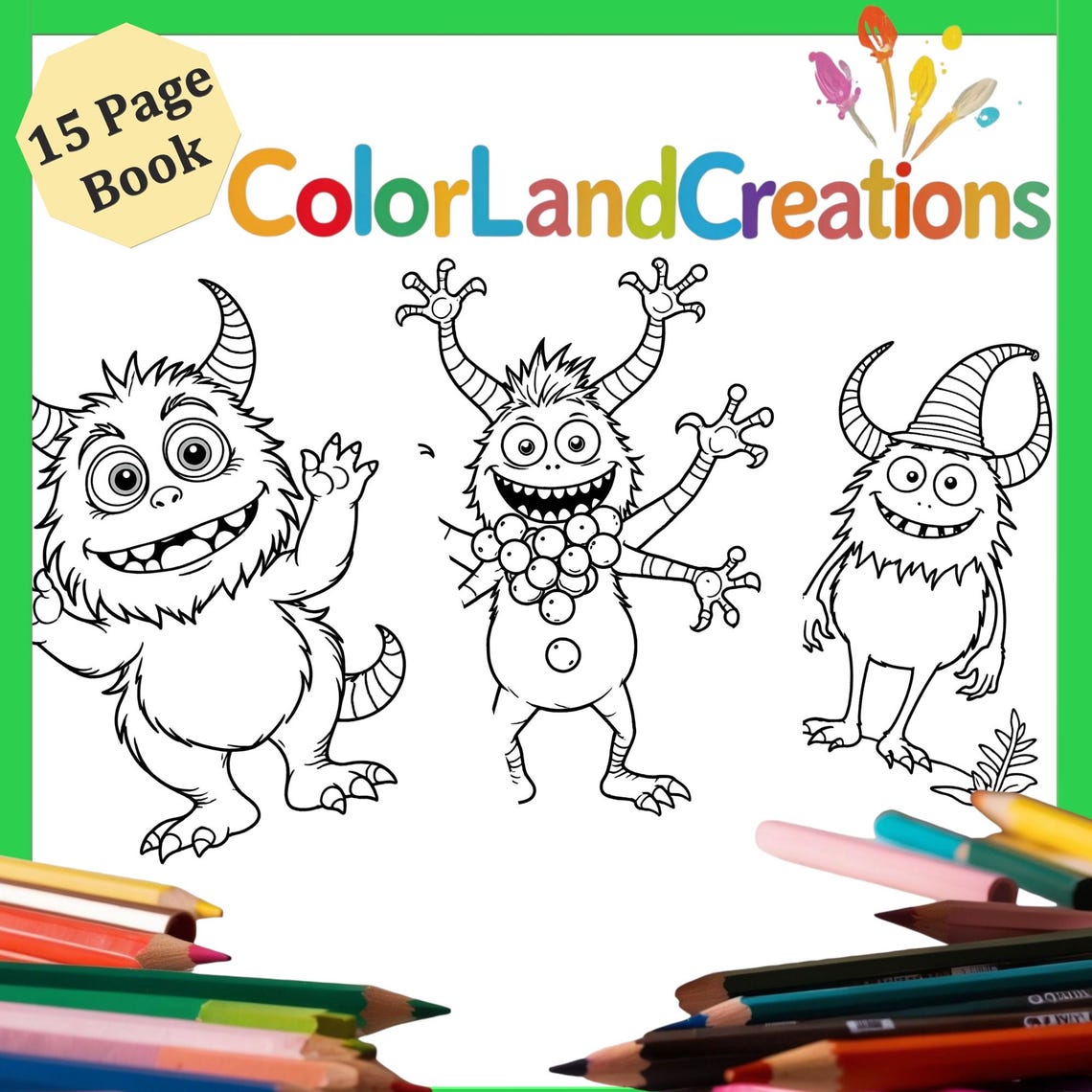 Monster Mania Coloring Book for Kids - 15 Printable Pages of Funny ...