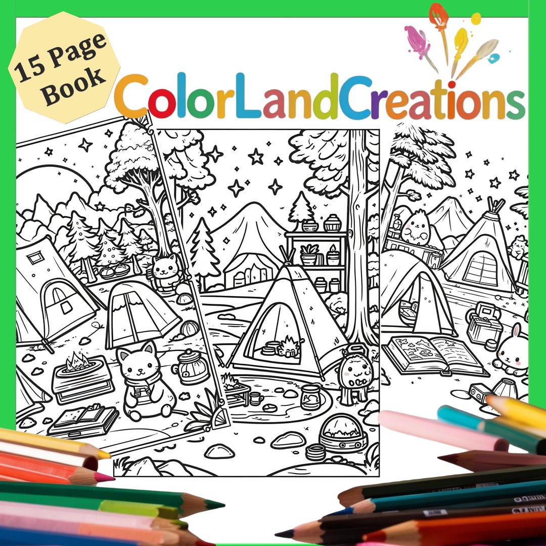 Enchanted Forest Camping Coloring Book: 15 Magical Pages (PDF) - Etsy