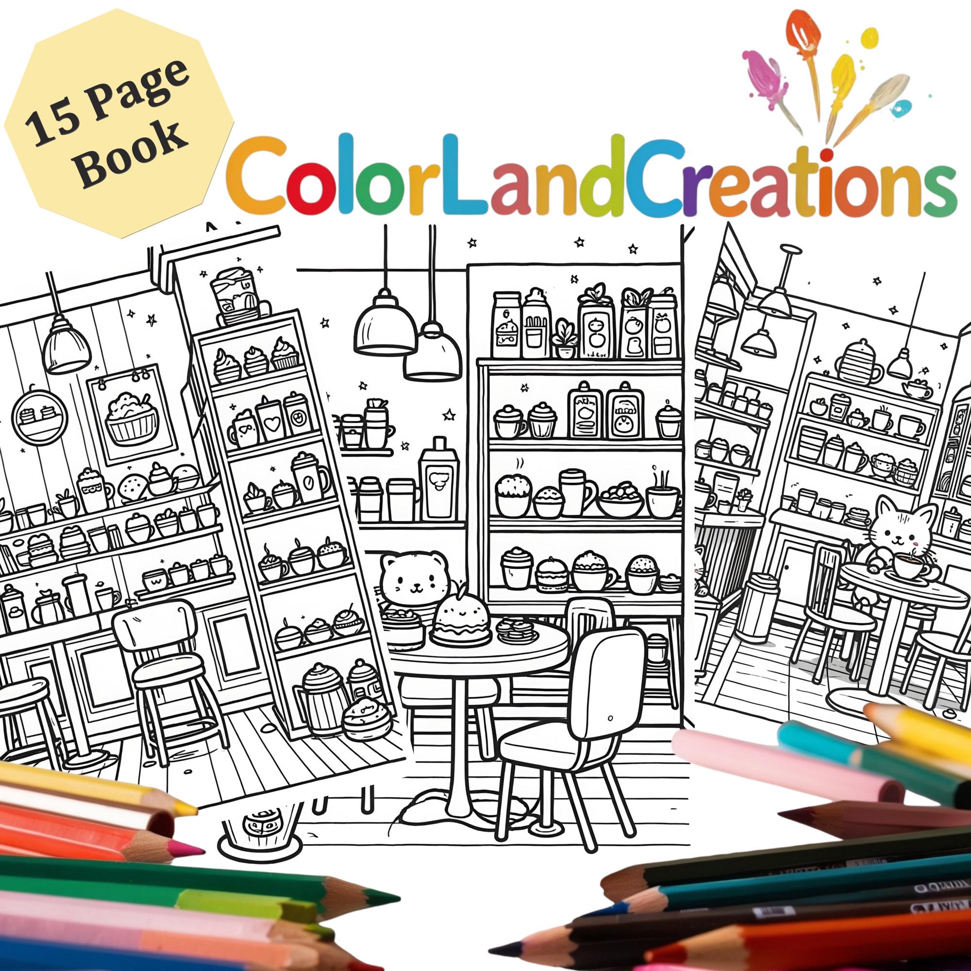 Cozy Coffee Shop Coloring Book for Kids - 15 Printable Pages of ...