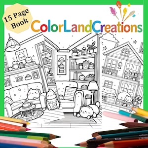 Cozy House Interior Coloring Book for Kids - 15 Printable Pages of ...