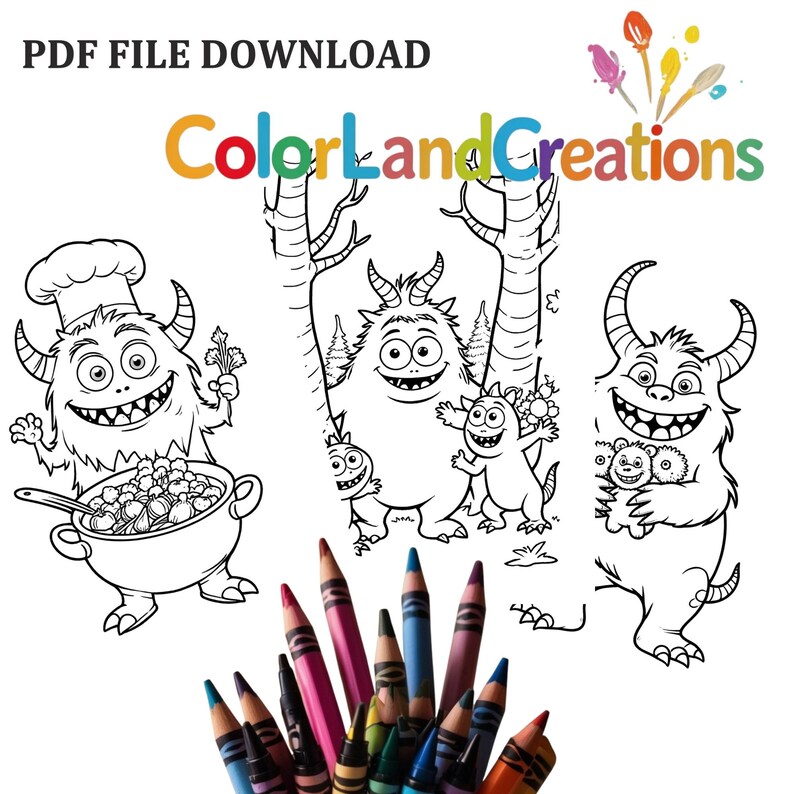 Monster Mania Coloring Book for Kids - 15 Printable Pages of Funny ...