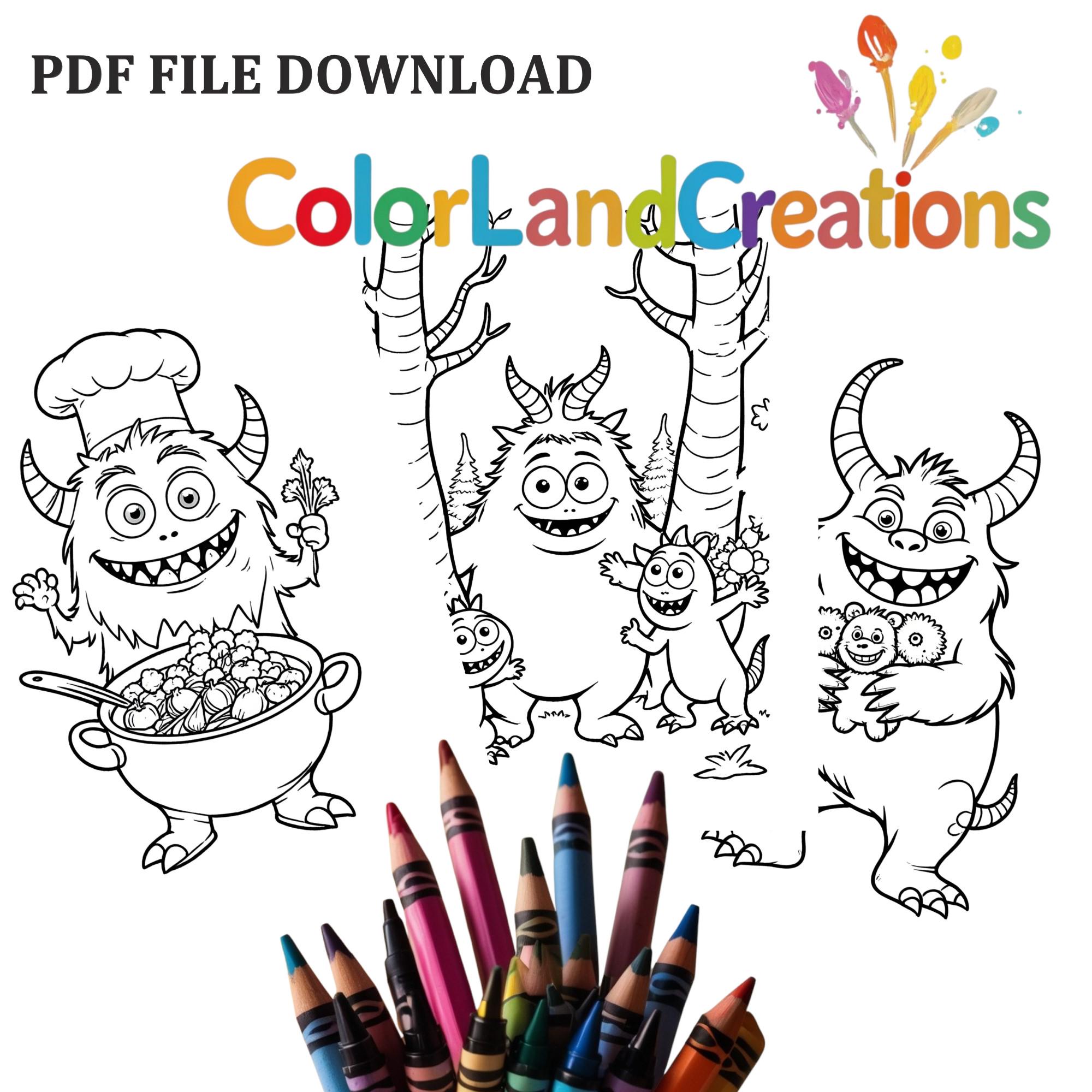 Monster Mania Coloring Book for Kids - 15 Printable Pages of Funny ...
