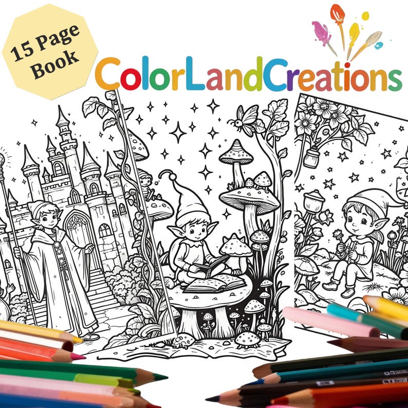 Cozy Elven Dreams Coloring Book for Kids - 15 Whimsical Pages of ...