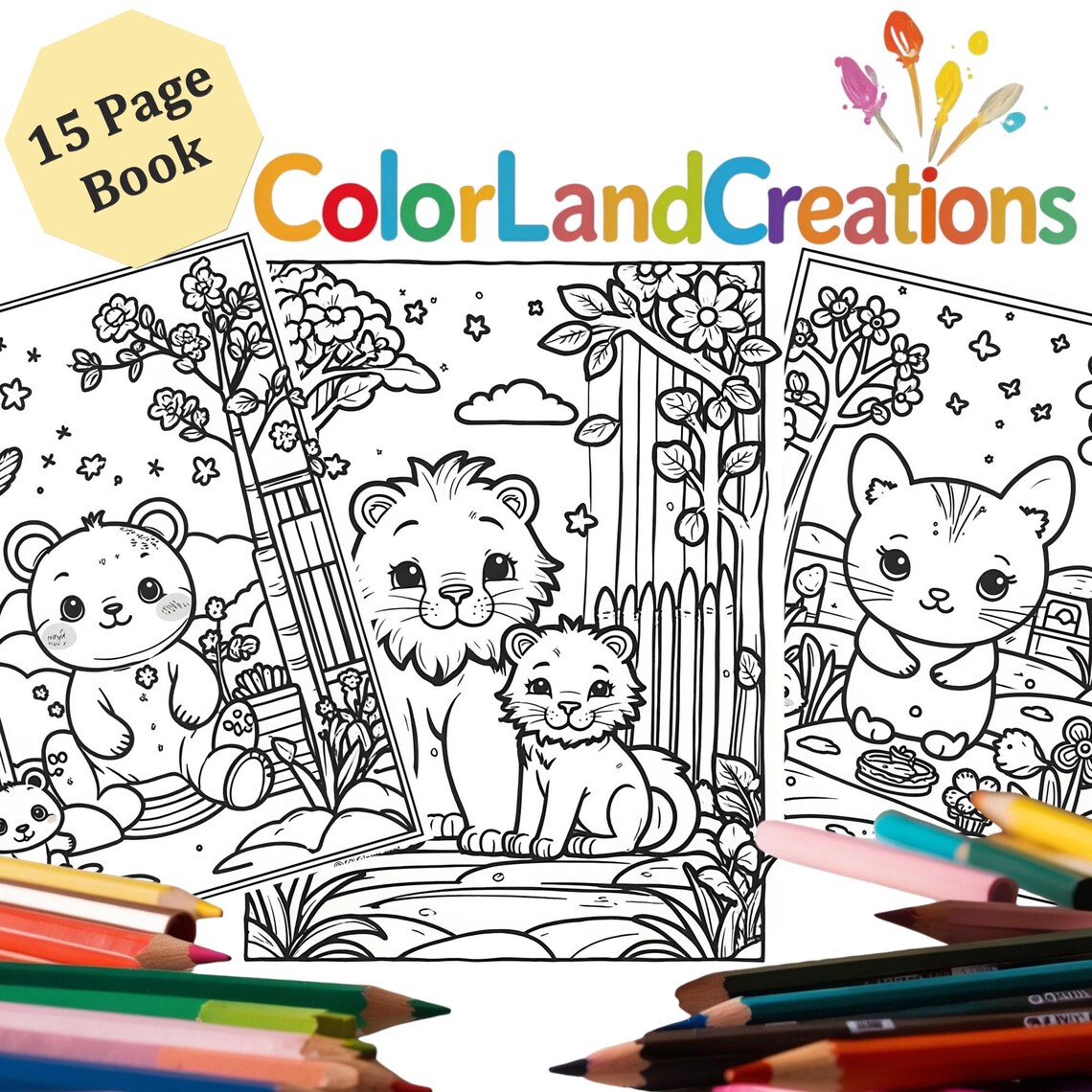 Cute Springtime Moments Coloring Book for Kids - 15 Printable Pages of ...