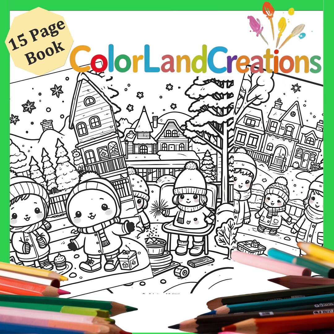 Winter Fun Coloring Book for Kids: Snowy Outdoor Scenes (PDF) - Etsy