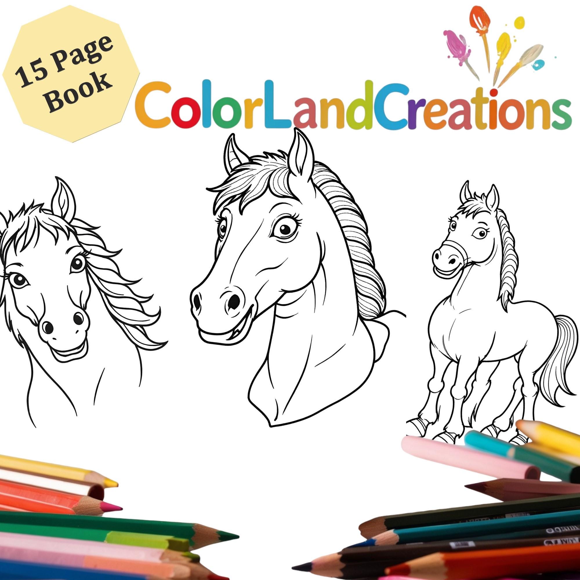 Cute Horses Coloring Book for Kids - 15 Printable Pages of Majestic ...
