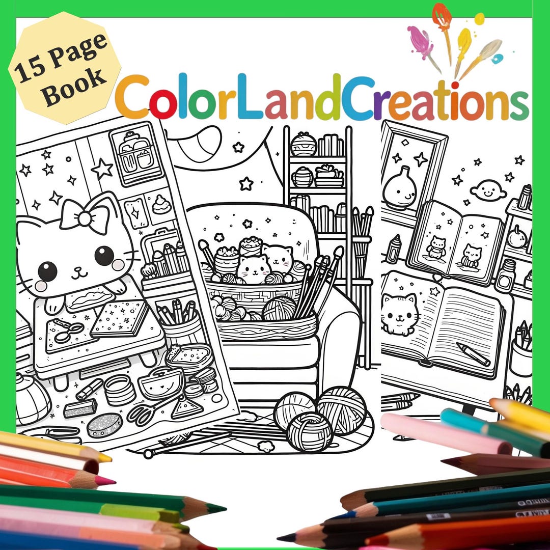 Cozy Crafty Corners Coloring Book for Kids - 15 Printable Pages of ...